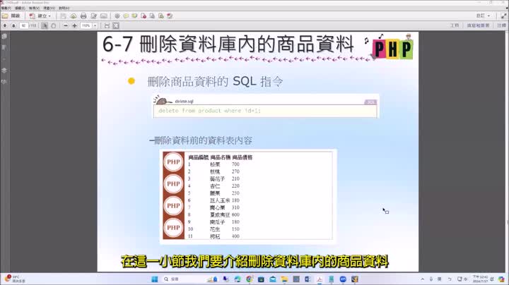 Chap 06-07 刪除資料庫內的商品資料 - 網頁程式設計 | 健行科技大學eclass易課平台